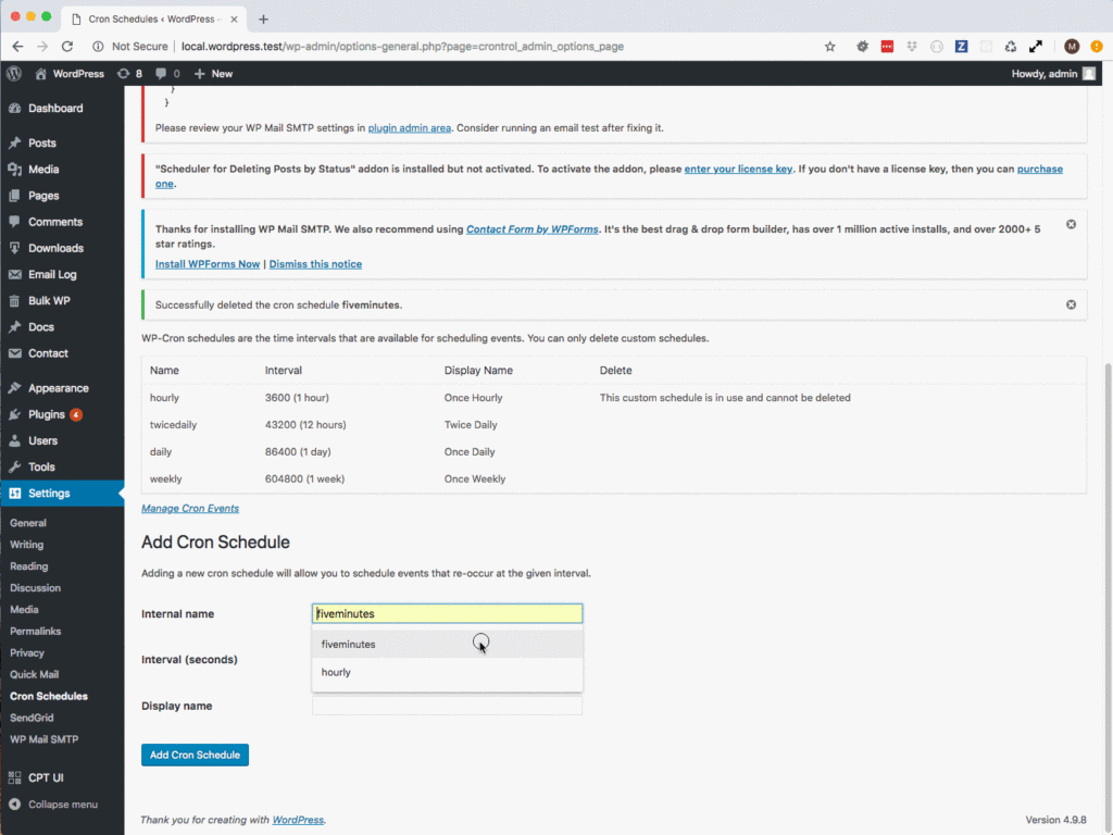 Add a new cron schedule | Bulk WP