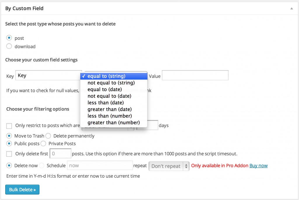 Bulk Delete Posts by Custom Field | Bulk WP