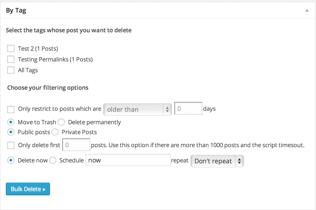Scheduler for Deleting Posts by Tag | Bulk WP
