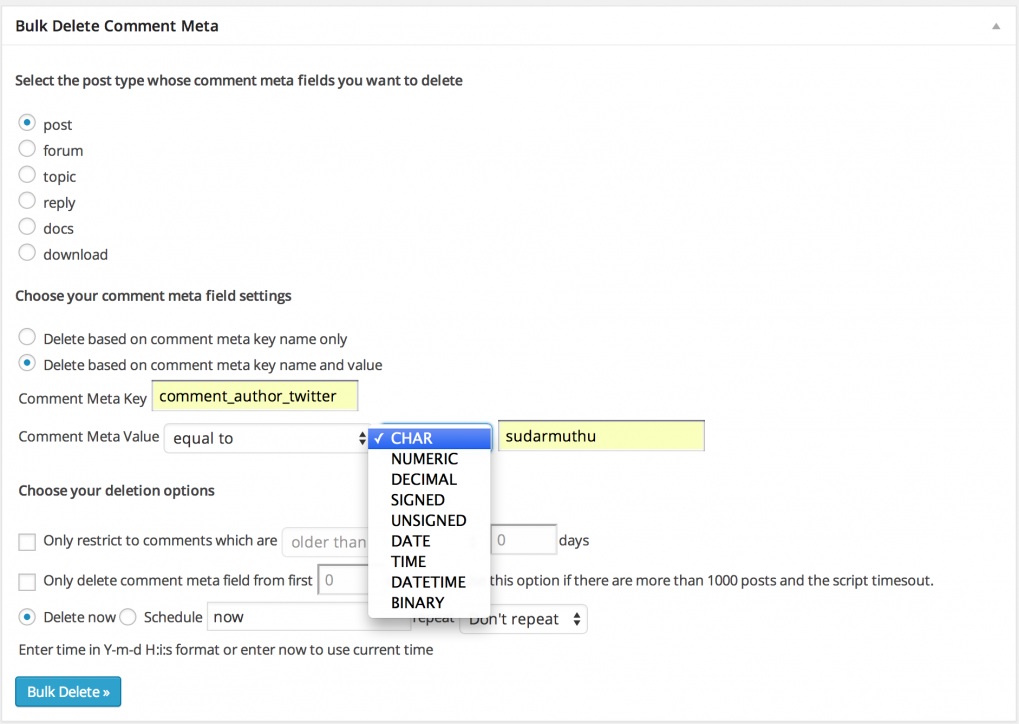 Bulk Delete Comment Meta | Bulk WP