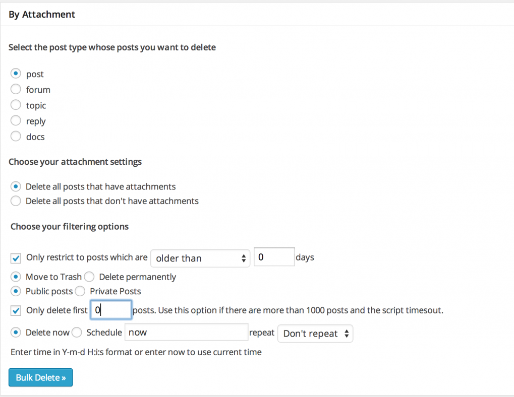 Bulk Delete Posts by Attachment | Bulk WP