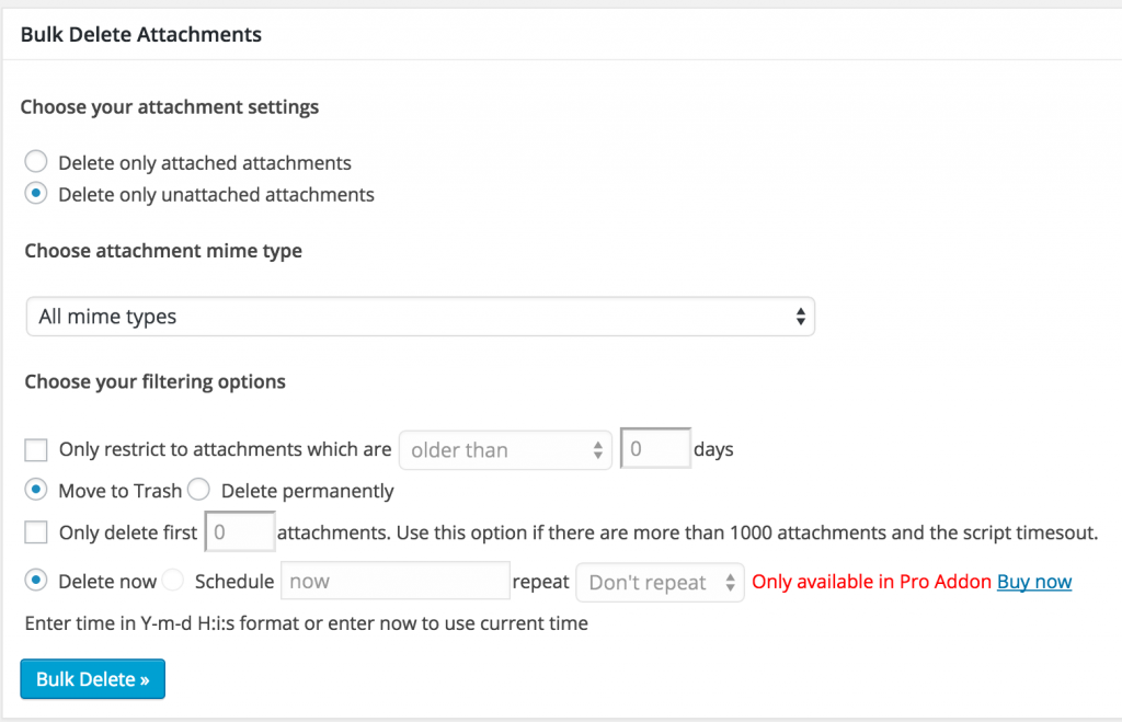 Bulk Delete Attachments | Bulk WP
