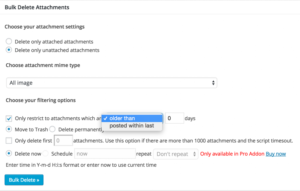 Bulk Delete Attachments | Bulk WP