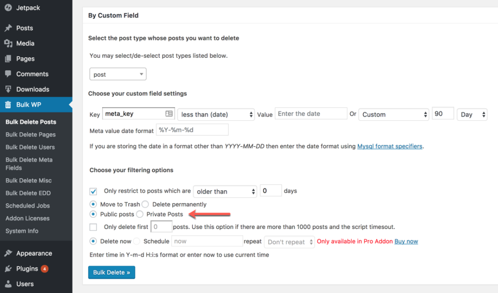 Bulk Delete Posts by Custom Field | Bulk WP