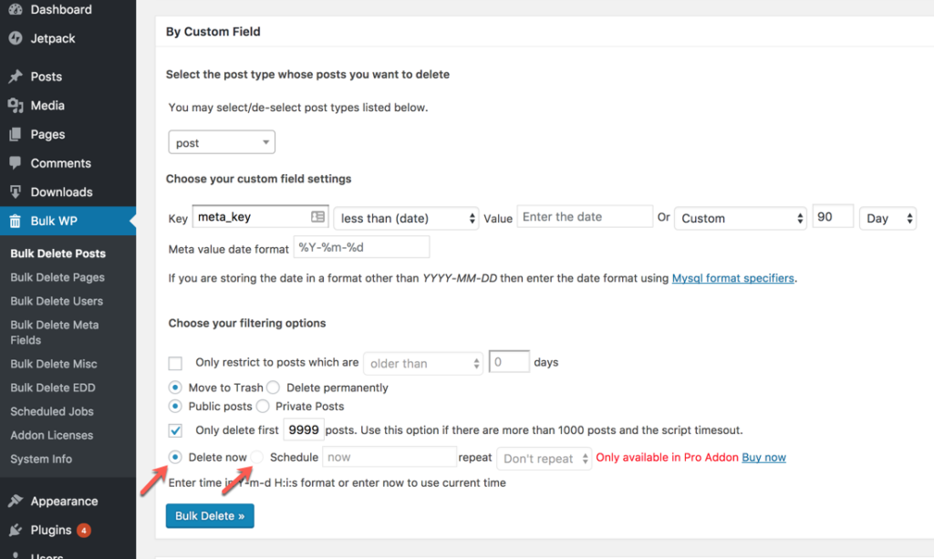 Bulk Delete Posts by Custom Field | Bulk WP
