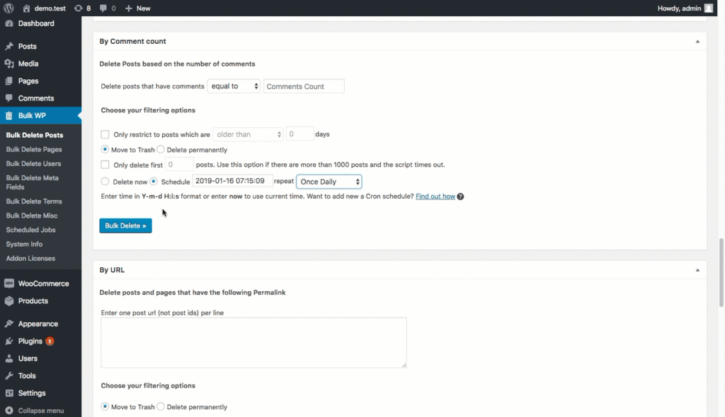 Scheduler for Deleting Posts by Comments | Bulk WP